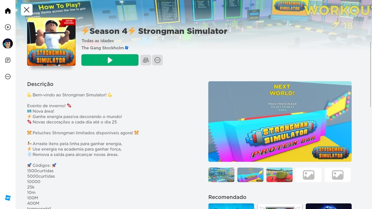 Códigos Strongman Simulator Novembro 2024